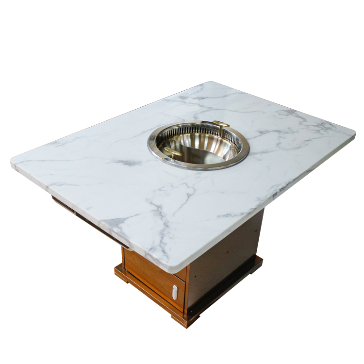 Yawei Commercial Marble Smokeless Hot Pot Table 450 Round Hot Pot One ...