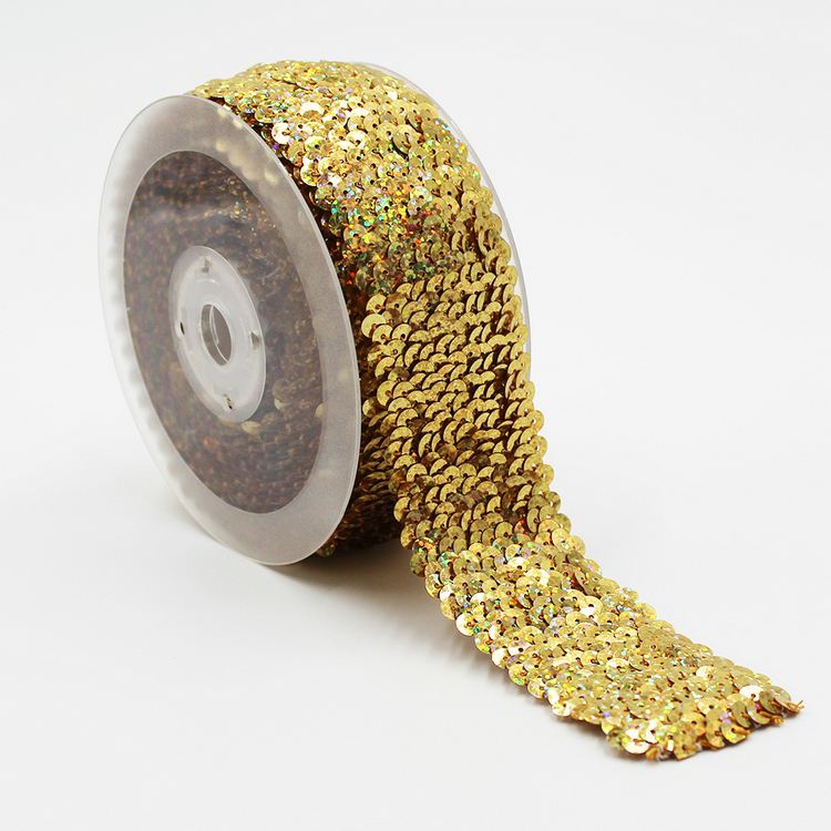 Custom 45mm Wide Gold Sequin Trim Ribbon for Garment - Premium ...