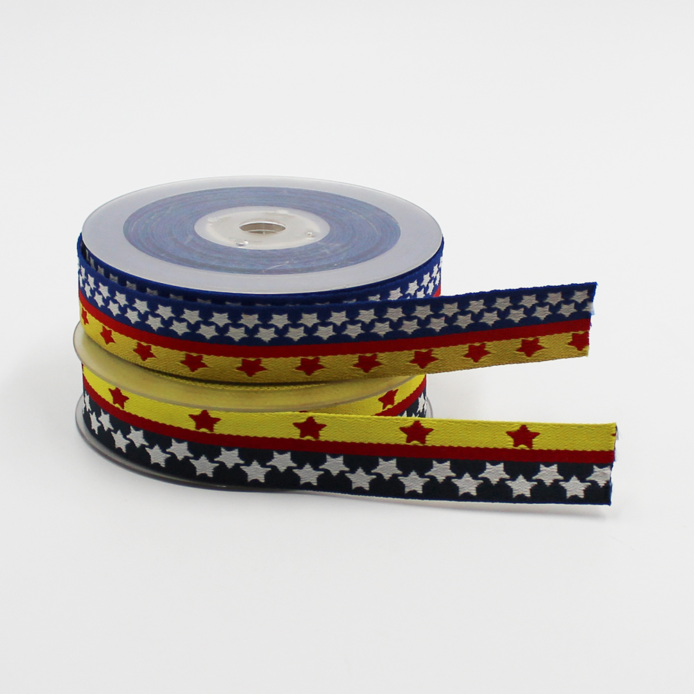 New arrival colorful polyester stripe star jacquard ribbon manufacture ...