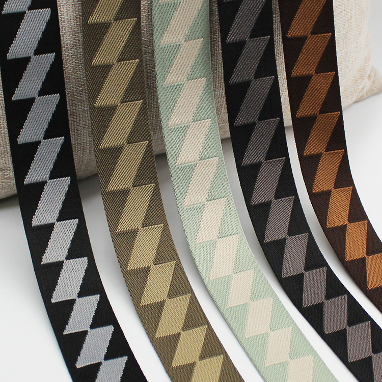New Arrival Design Polyester Jacquard Strap with Square Diamond Pattern ...