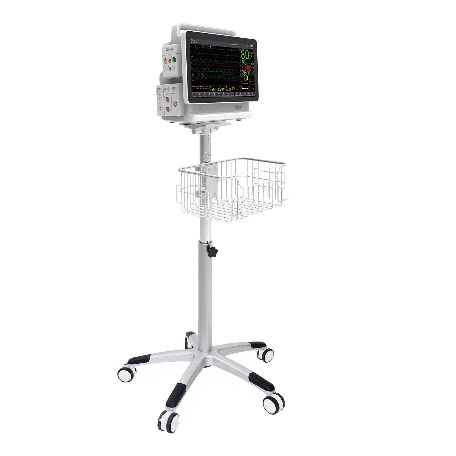 Mobile Patient Monitor Bracket Stand Hospital Use Cart - CONTEC Moving ...