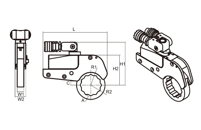 ATWC Series Open/closed Spanner Low Profile Hydraulic Torque Wrench ...
