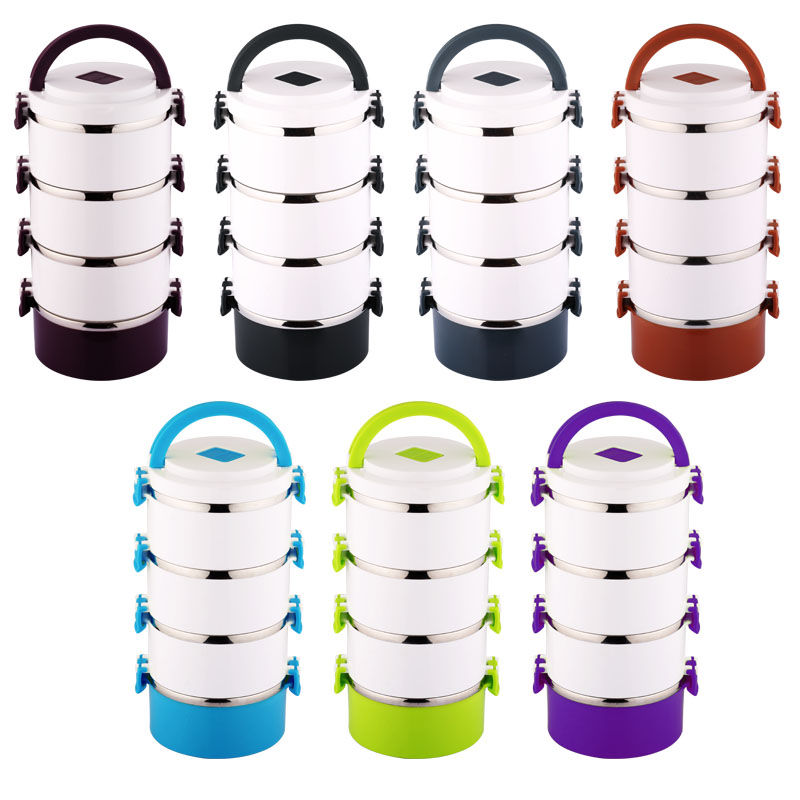 BL1405-4 Portable Stainless Steel Lunch Box Stackable Four Layers Lunch ...