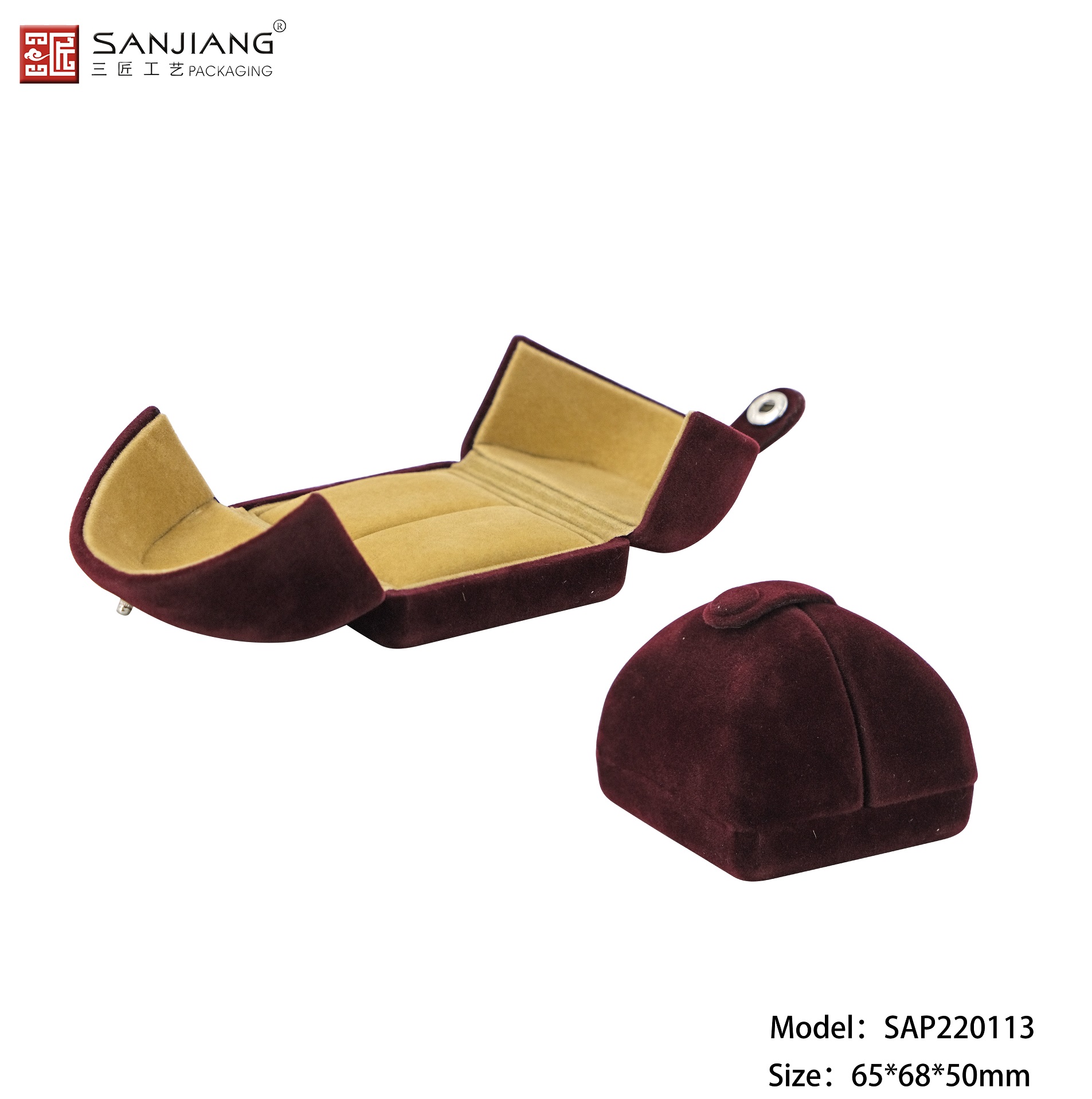 Minimalist Red Velvet Jewelry Box-SANJIANG