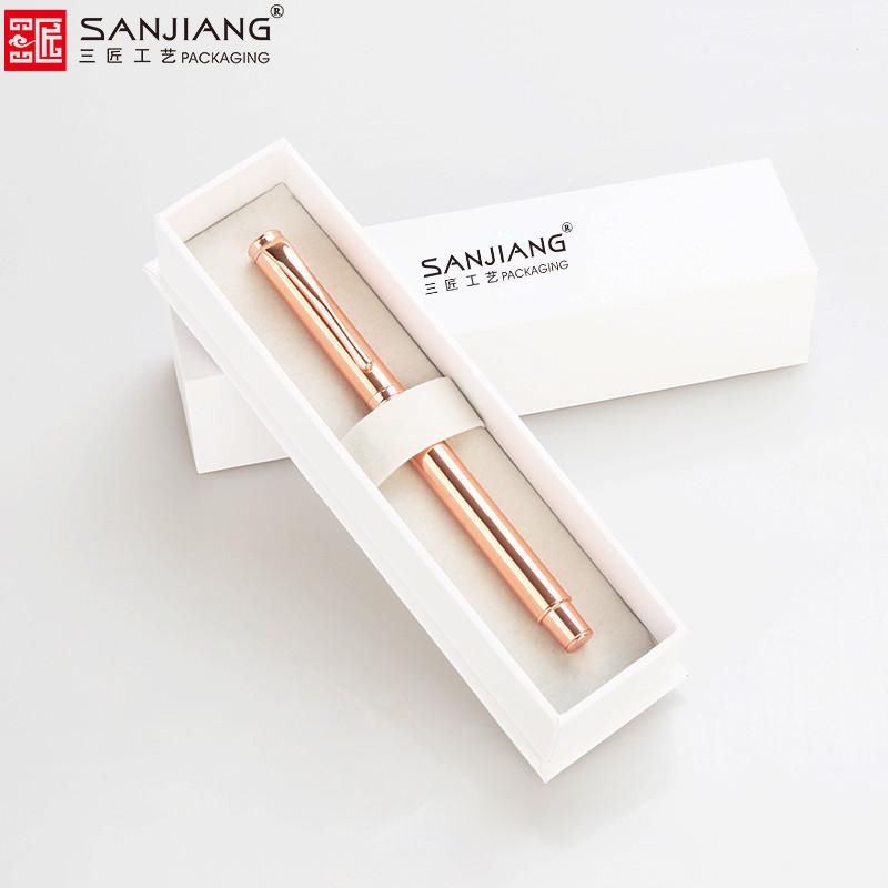 pretty white paper pen box with customized logo (SAP202001)，Pen Box