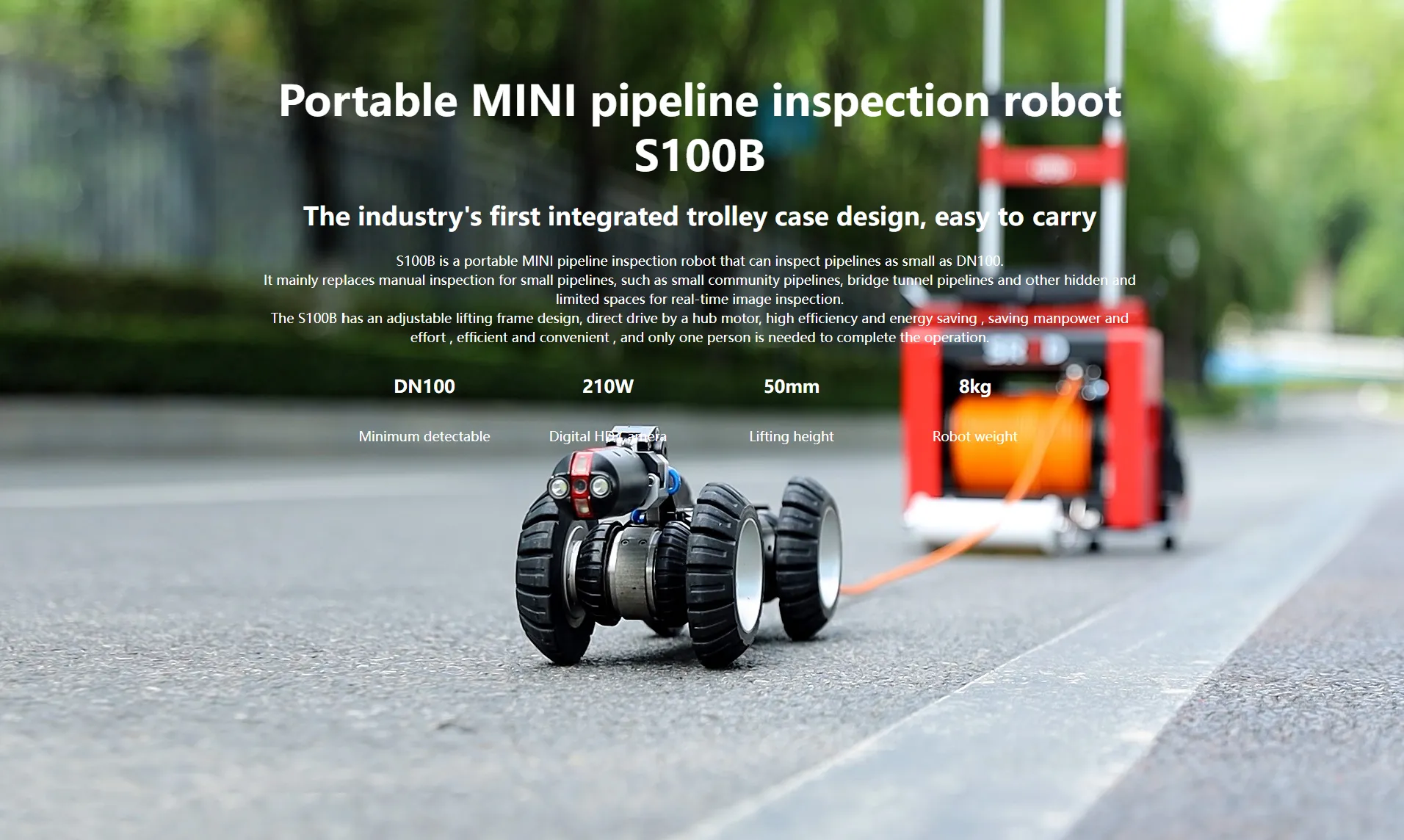 S100B MINI Pipe Inspection Robot - Portable for Small Pipeline ...