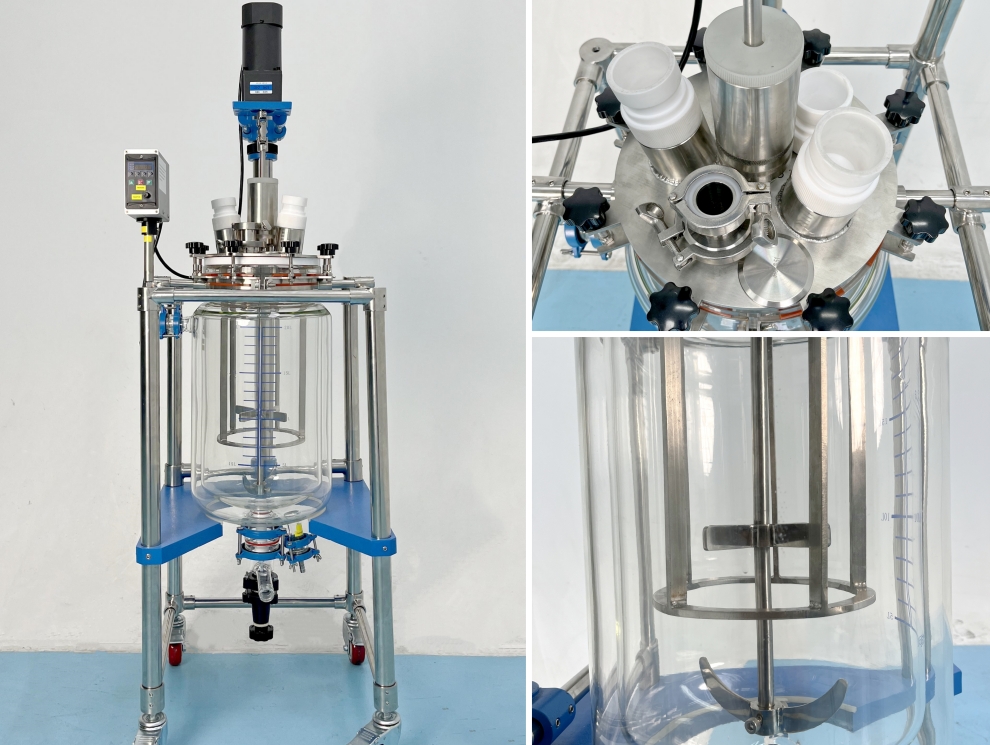 20L Customized Jacketed Glass Reactor With Magnetic Sealing And ...
