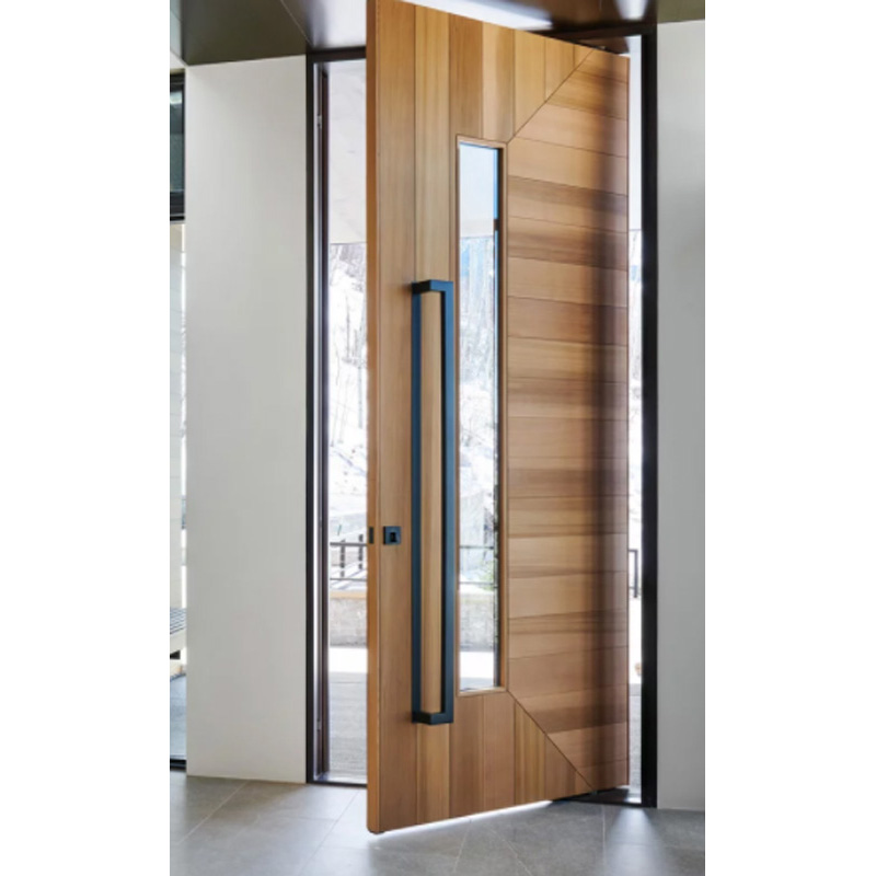 Wood Texture Natural Color With Glass Pivot Door For Front—YZH Building ...