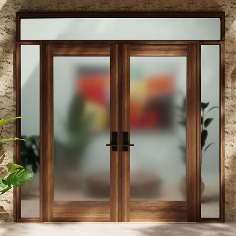 European Courtyard Custom Glass Pivot Door - Double Opening Glass Villa ...
