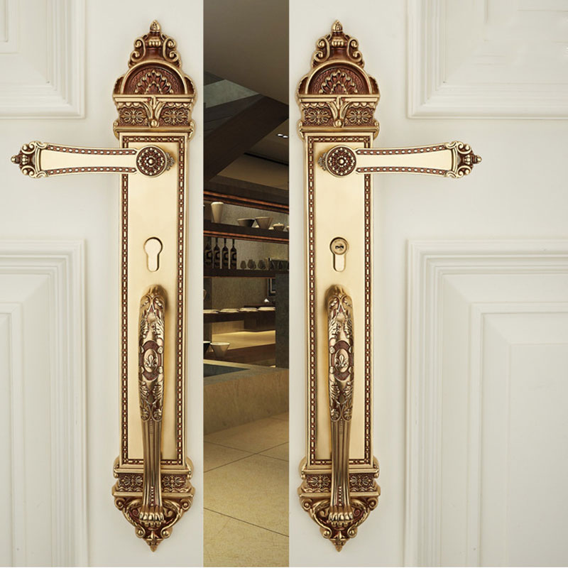 European Style Villa Carved Door Lock and Handle Set - Deluxe Knurled ...