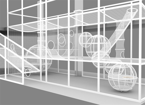 Children's large rope and net based playground with sphere space and ...