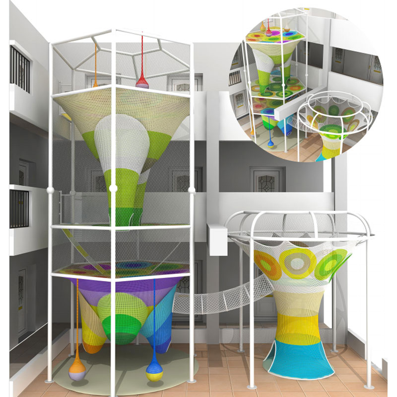 Net playground consist of multiple beehive climbing net and rainbow ...