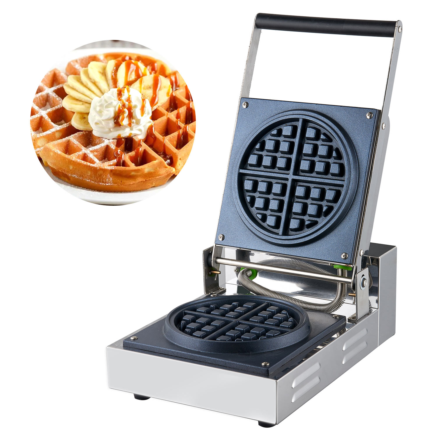 Customize Logo Non-stick Plate Round Waffle Maker - Hot Crispy Belgian ...