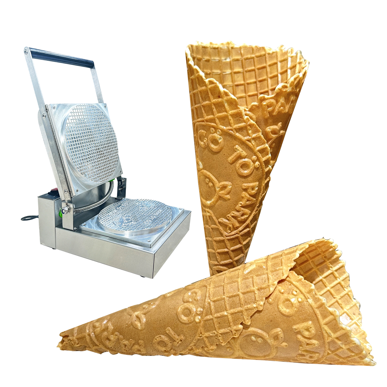 Custom Nonstick Waffle Cone Maker with CNC Carved Pure Aluminum Pan