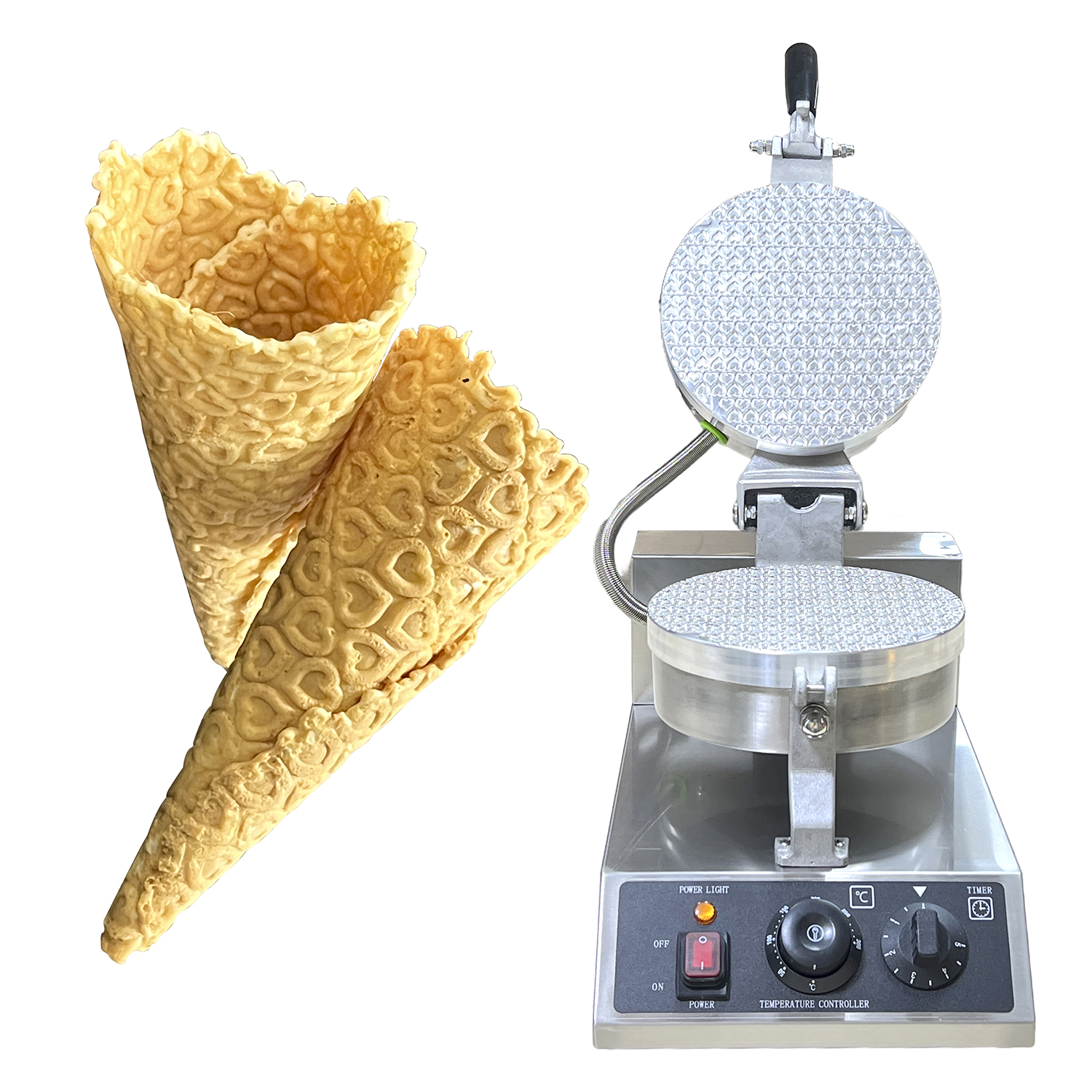 Commercial Snack Ice Cream Cone Waffle Baker Machine Heart-shaped ...