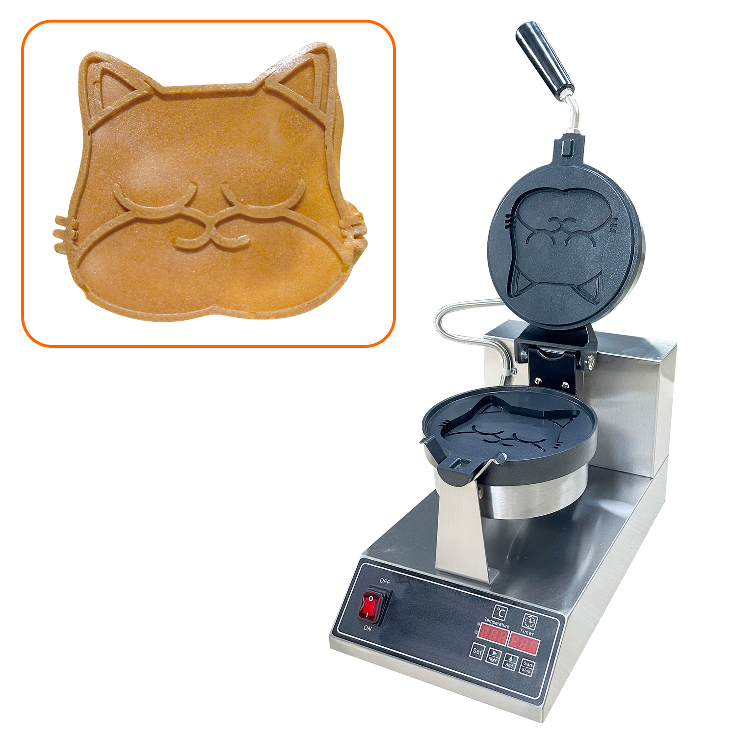 Commercial Non-stick Waffle Iron Panini Cat-shaped Cartoon Mini Waffle ...