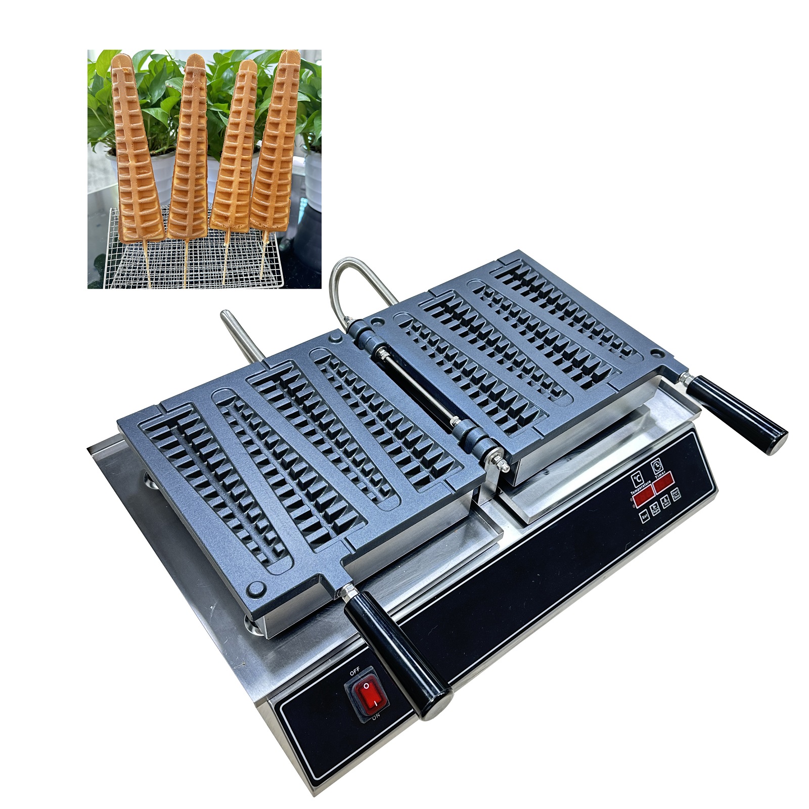 Commercial Use Rotating Nonstick Christmas Trees Stick Lolly Waffle ...