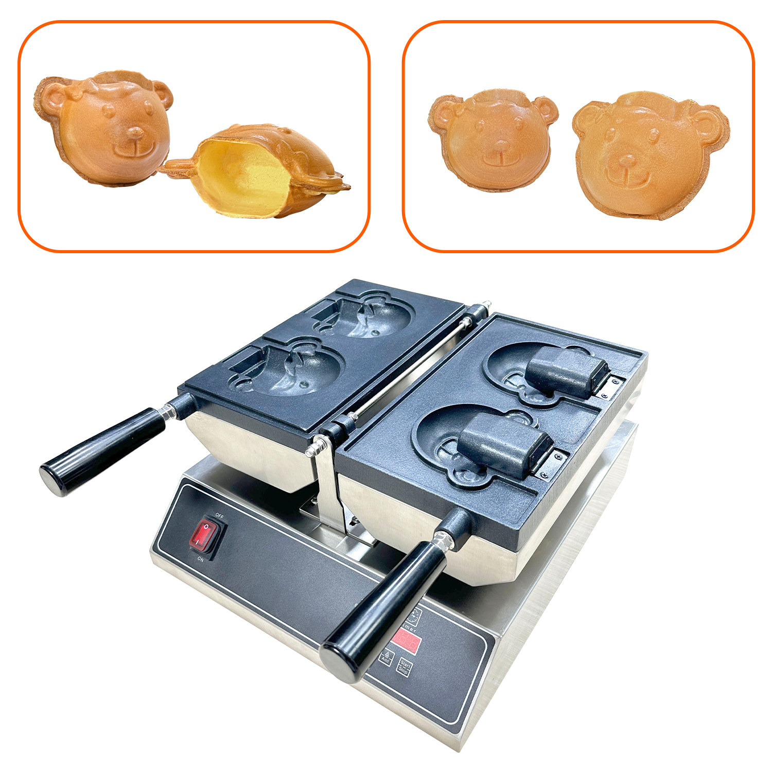 Bear Shape Open Mouth Waffle Maker - Snack Machine Ice Cream Taiyaki ...