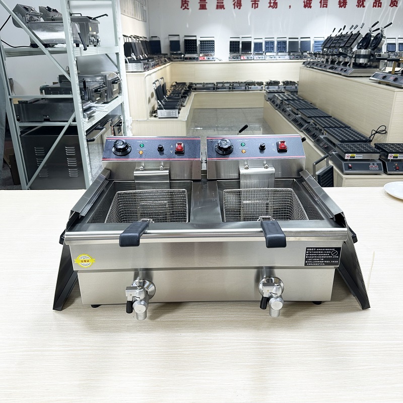 Commercial Double Fryer Electric Deep Potato Chips Frying Machine ...