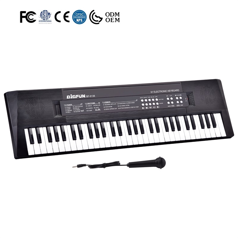 61 Keys Electronic Keyboard with Microphone Black- Aiqian Electronic ...