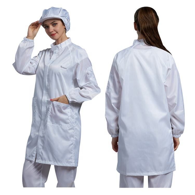 Clean room robe antistatic labcoat gown esd stripe smock uniform ...