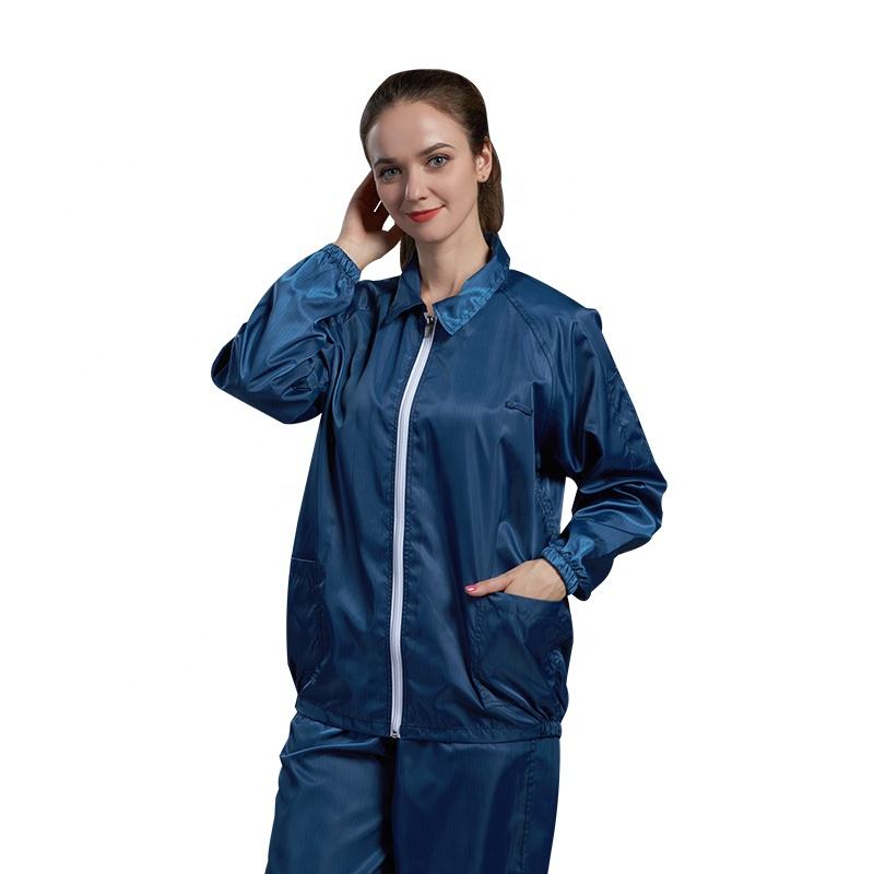 Customized size Manufacture navy dark color esd safety jacket and pants ...