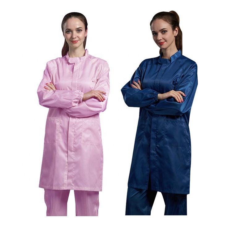 Autoclavable Cleanroom pink stripe garment antistatic esd smock gown ...