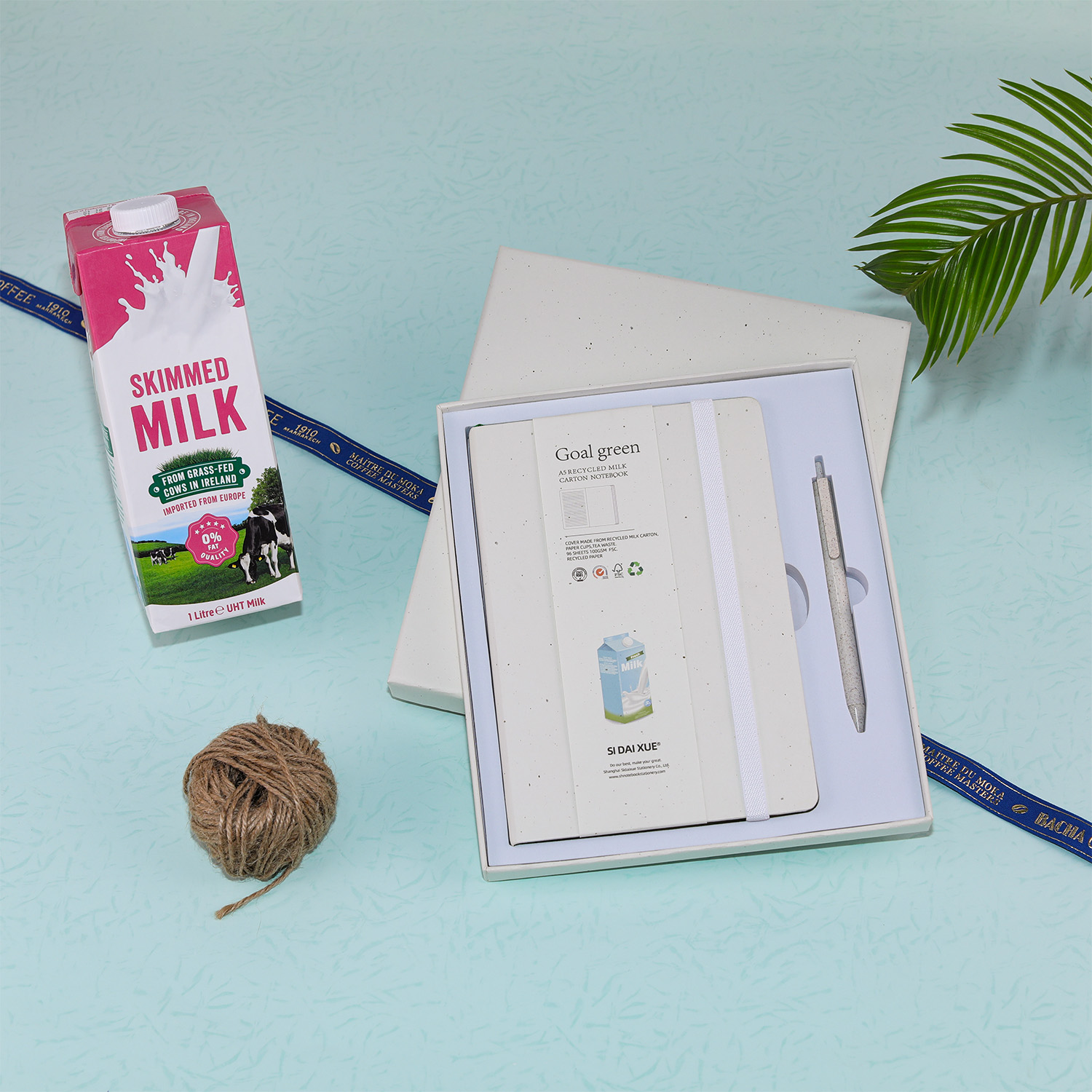 Notebook Gift Set: A5 Notebook with Recycle Milk Carton Cover, Gift Box ...