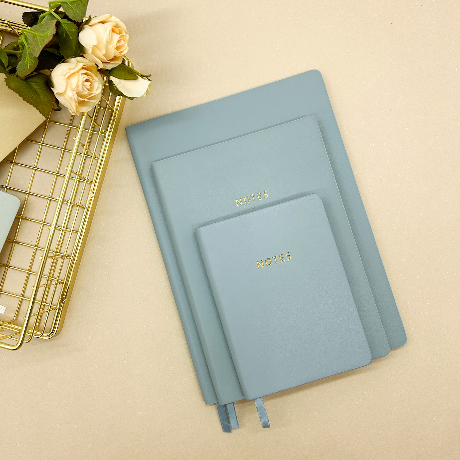 {Customized A4/A5/A6 Soft cover Pu Leather Notebook with Gold foil logo}