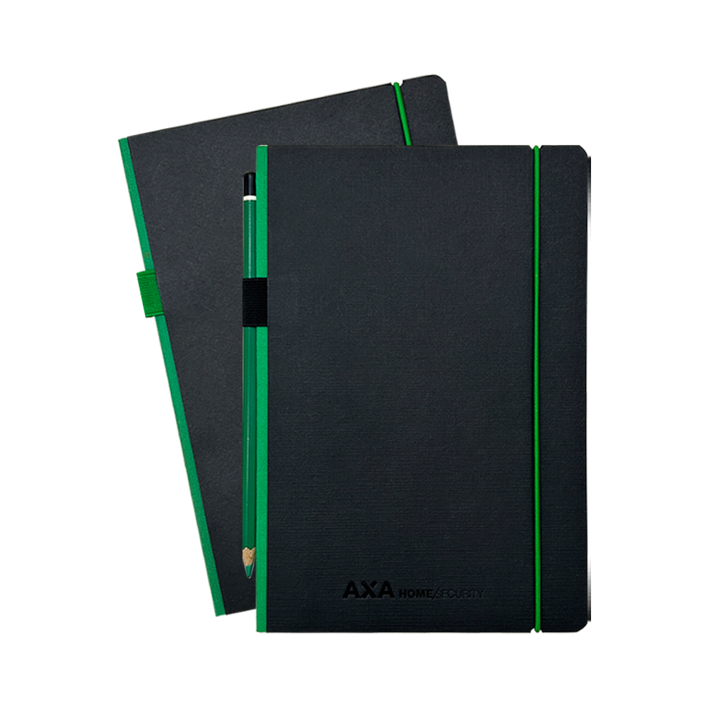 A5 Notebook with Pen Loop, Elastic Band, Paper Cover, Lined Pages Journal