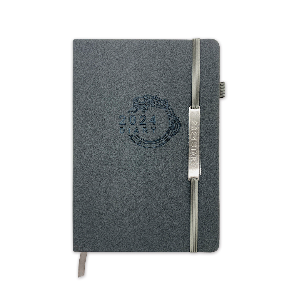 {Grey color Soft cover A5 size 2024 planner notebook with rounded ...