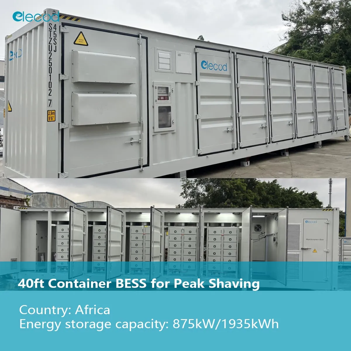 Elecod 40ft container battery energy storage system for peak shaving in ...