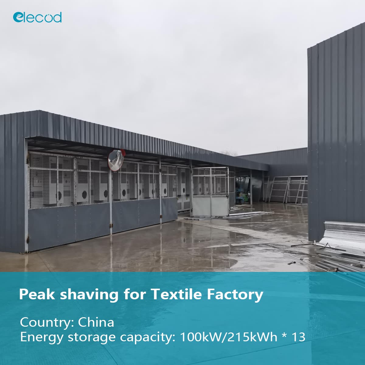 Elecod 1300kW/2795kWh energy storage system for peak shaving in textile factory - Elecod Electric