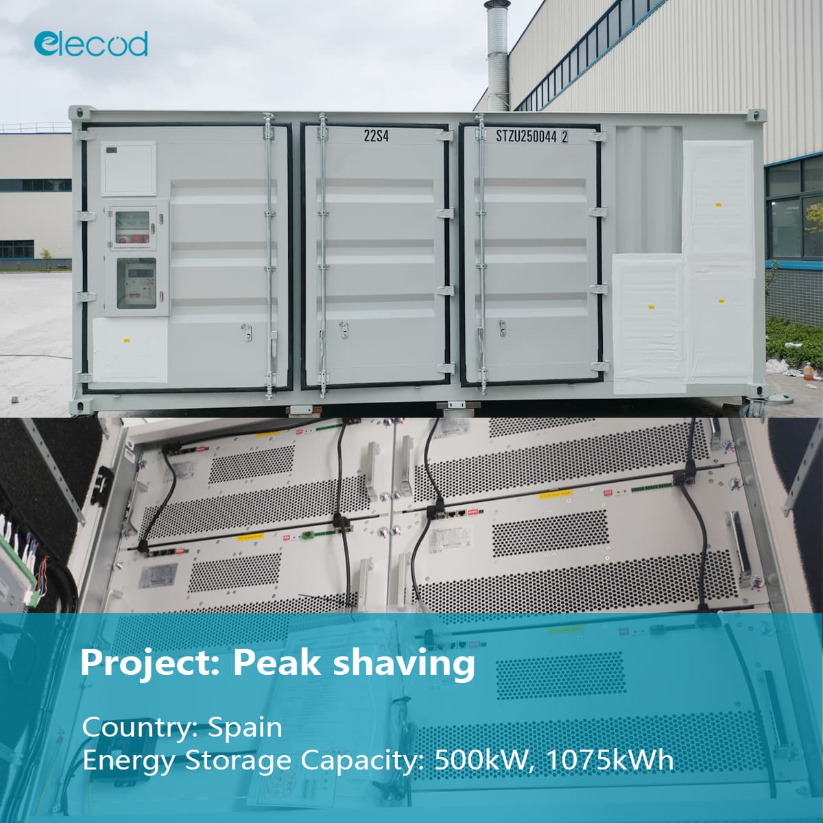 Elecod Spain 500kW1075kWh container energy storage project for peak ...