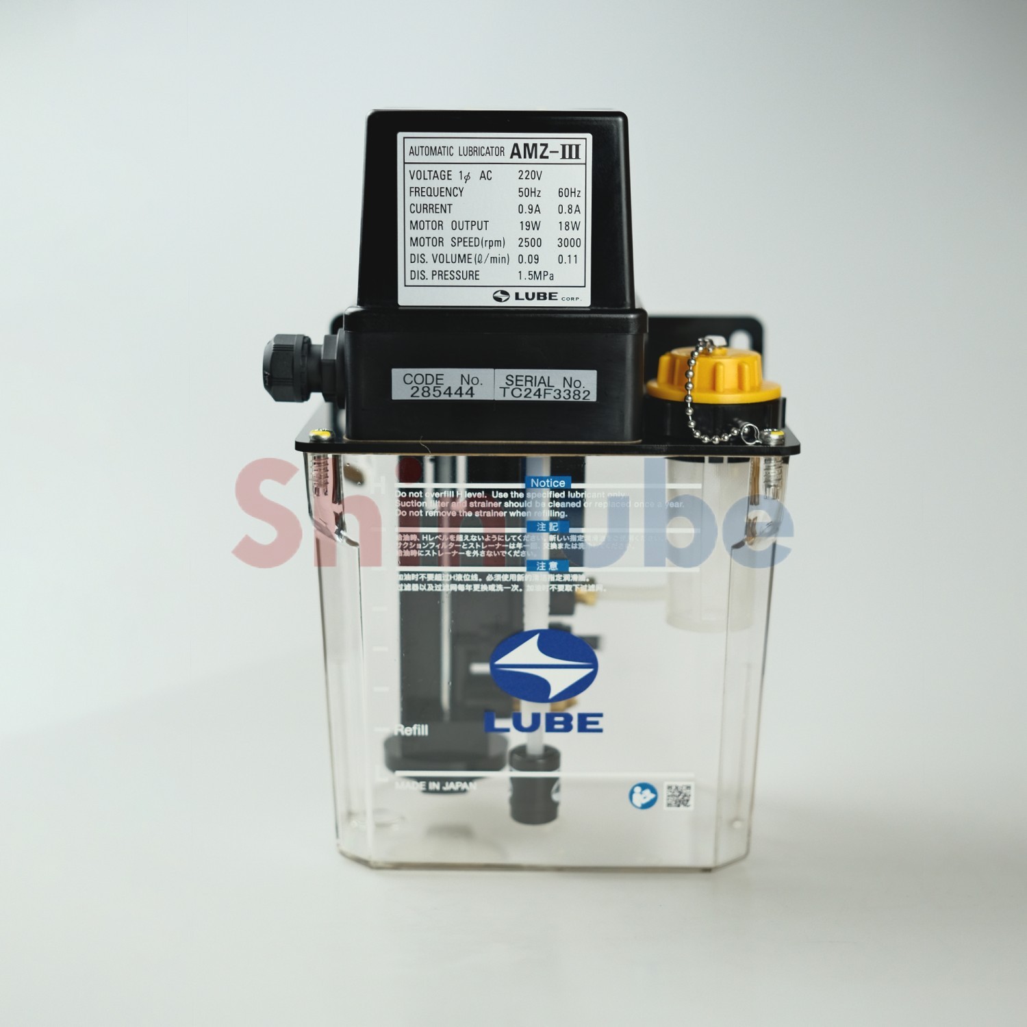LUBE Oil Pump AMZ-III 220V 1.8L 285444-Shinlube