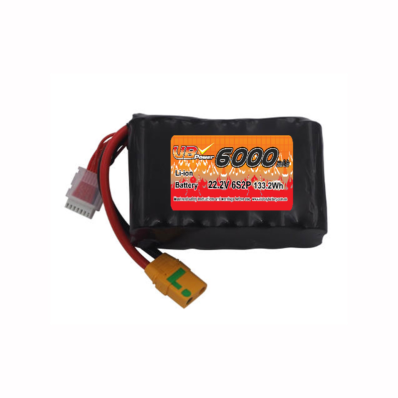 VBpower 6S2P 22.2V 6000mAh 18650 FPV drone and UAV high power Li-ion ...