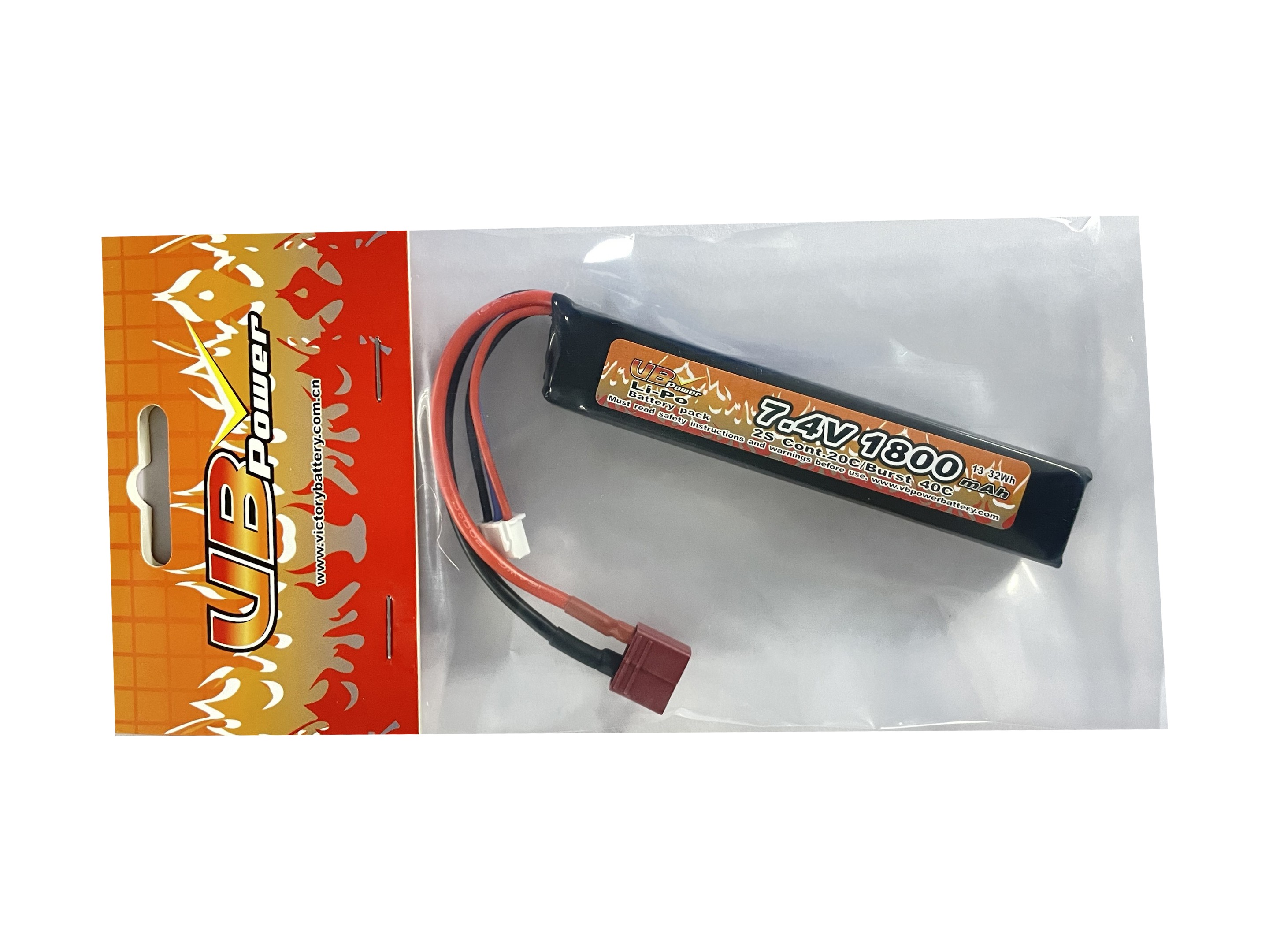 VBpower 7.4V 1800mAh 20C Li-Po Airsoft Battery Stick with Deans ...
