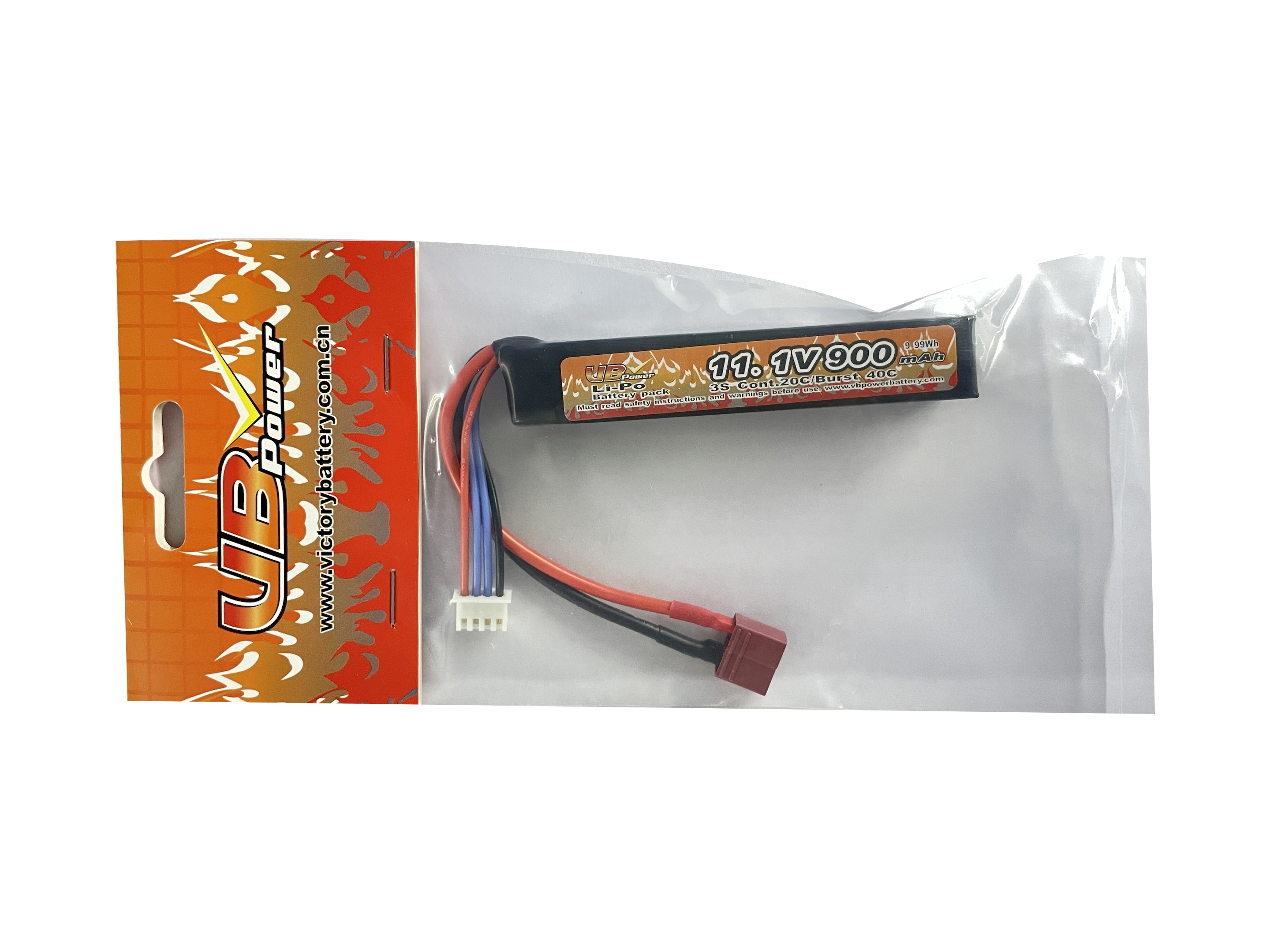 VBpower 11.1V 20C 900mAh Li-Po Stick LiPo Airsoft Battery with T plug ...