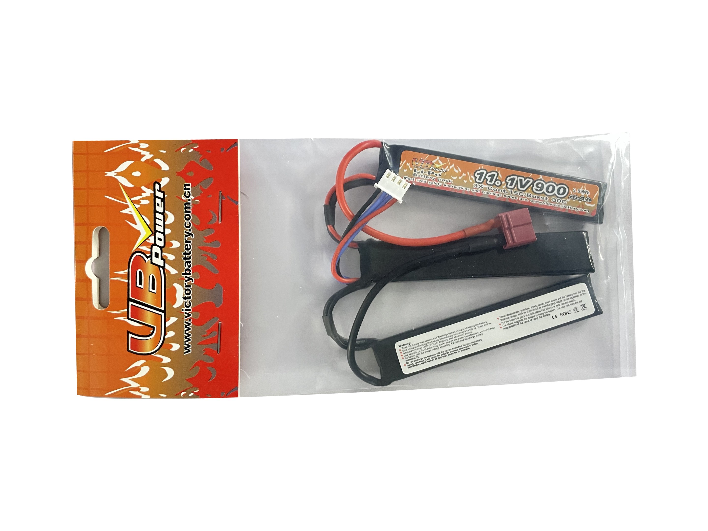 VBpower 11.1V 15C 900mAh Li-Po 3 Sticks LiPo Airsoft Battery with T ...