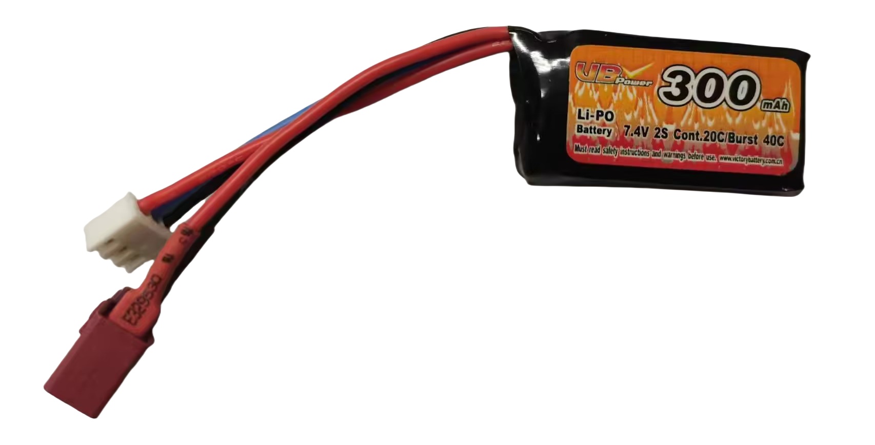 VBpower 7.4V 300mAh 20C Li-Po airsoft battery with T PLUG/ DEANS ...