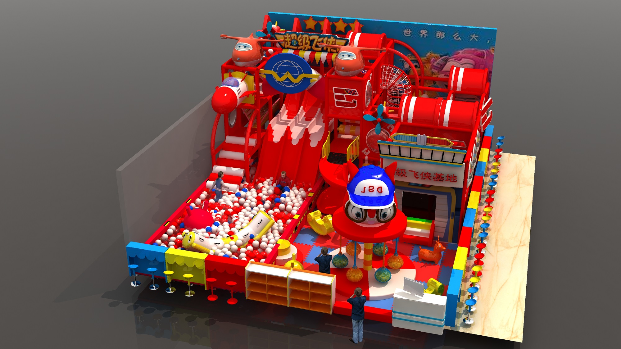 Plane Theme, Rocket Theme Children Indoor Playground Equipment, Red ...