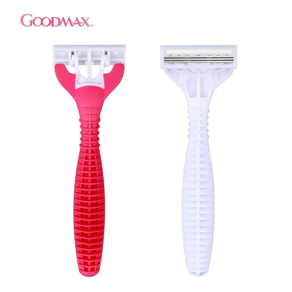 Classic Rubber Handle Shaving Triple Blades Disposable Razor for Women ...