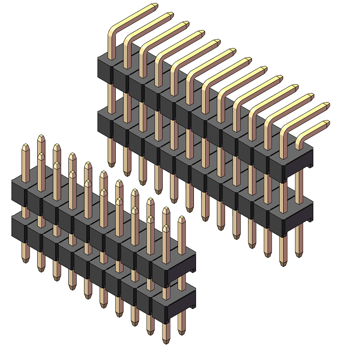 2.0mm Pin Header, Dual Row, Double Plastic, Straight/Right Angle ...