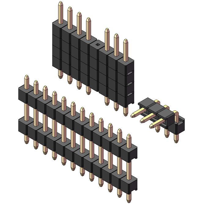 2.54mm Pin Header, Single Row, Double Plastic, Straight/Right Angle ...