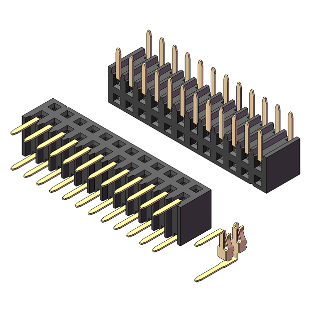2.0mm Female Header, H=5.2, Dual Row, Side Entry, Right Angle ...