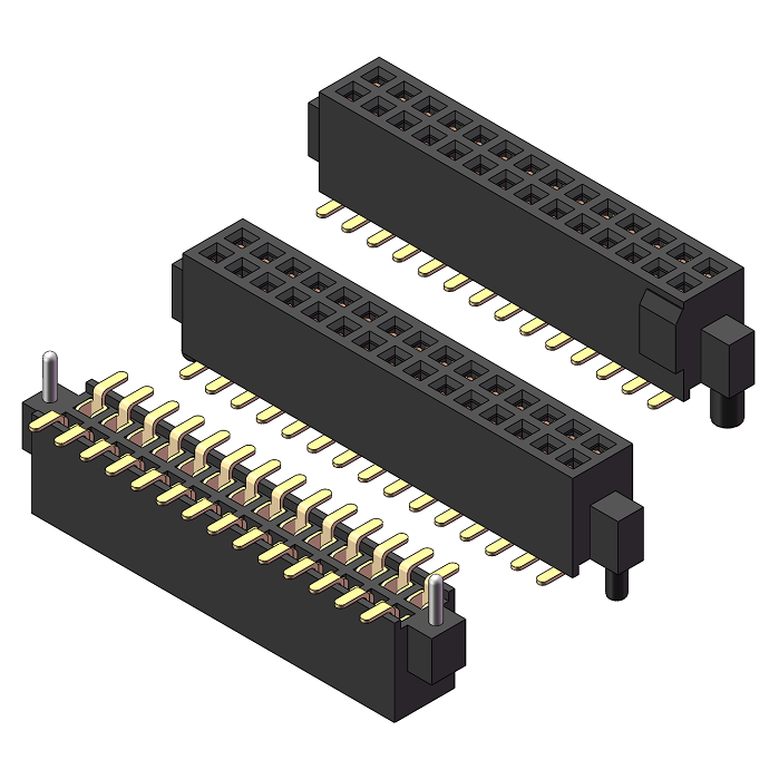 1.27mm Female Header, H=3.4/4.3, Dual Row, SMT, with Bump and Post ...