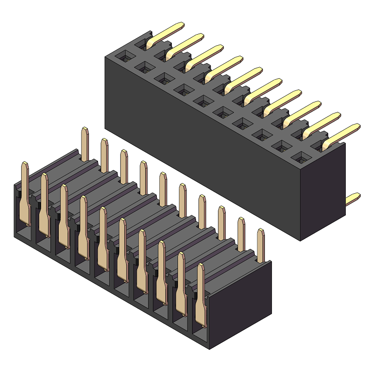 2.54mm Female Header, H=8.1, Dual Row, Side Entry, Right Angle ...
