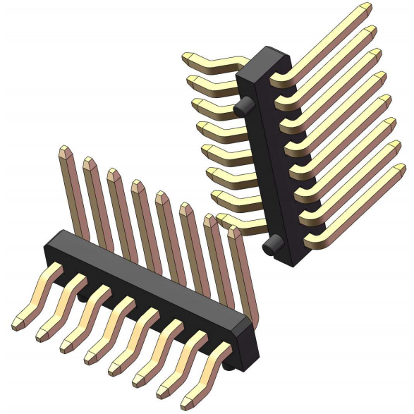 1.27mm 0.40SQ Pin Header, Single Row, Right Angle and Horizontal SMT ...