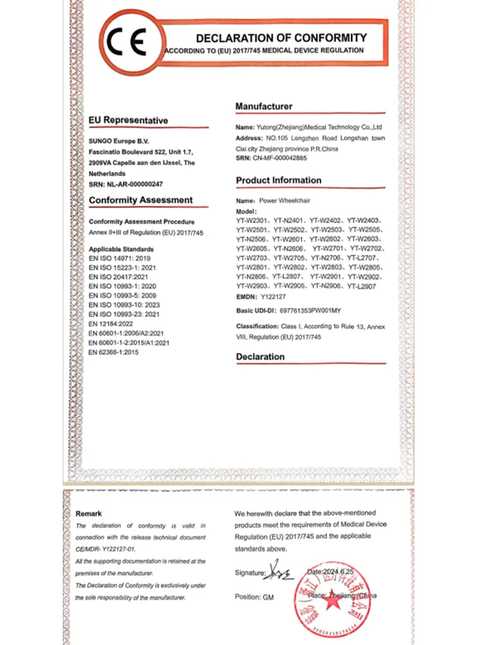 CE Certificate-Yutong (Zhejiang) Medical Technology