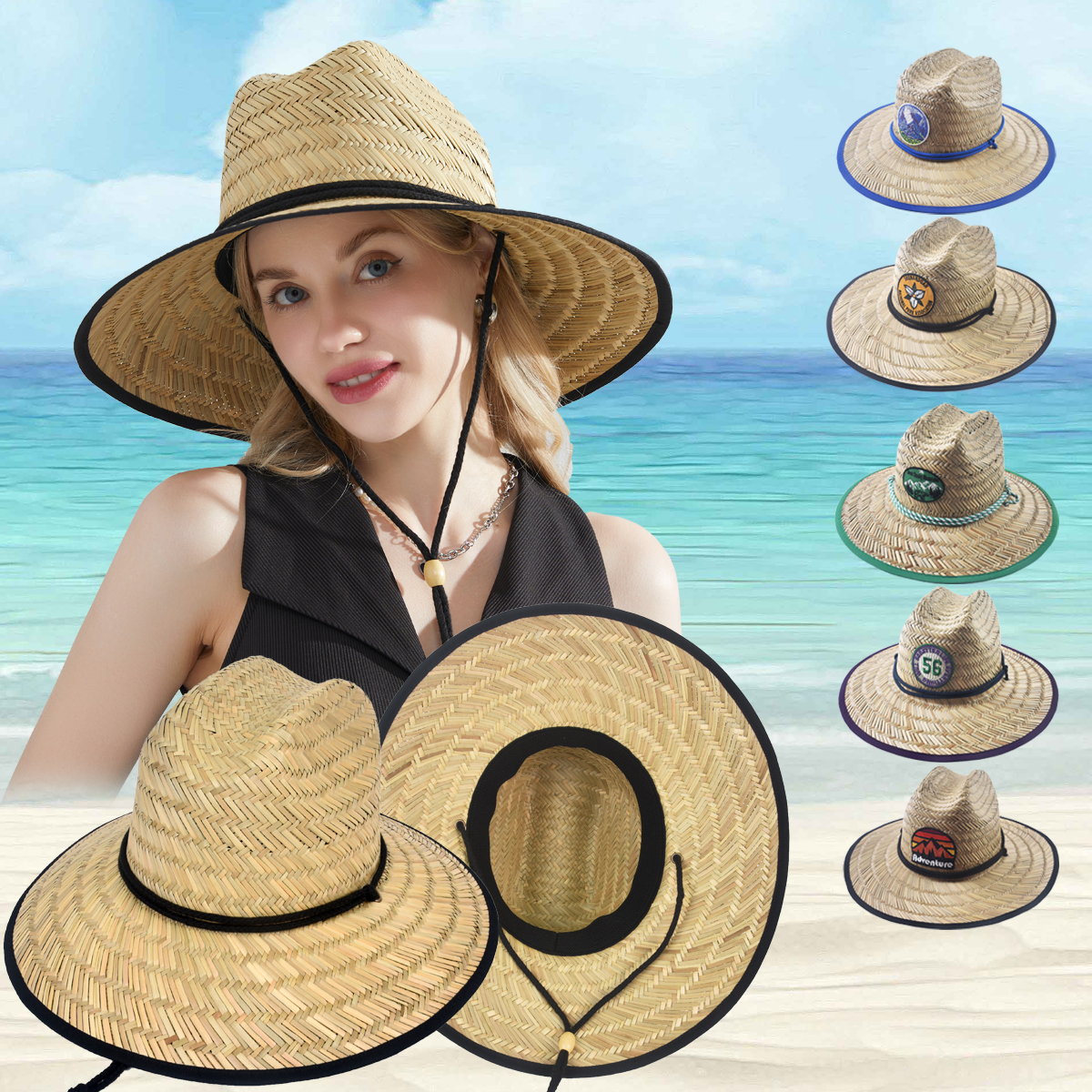 Custom Lifeguard Mat Grass Straw Hat-Shunpu